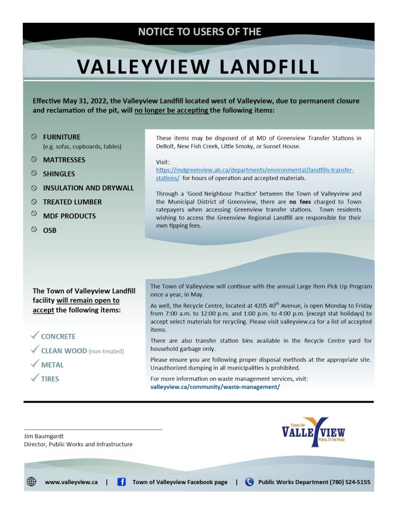 Waste Management – Town of Valleyview